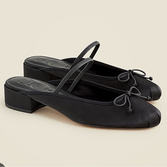 J. Crew | Shoes | J Crew Teagan Ballet Mule Heels In Satin | Poshmark